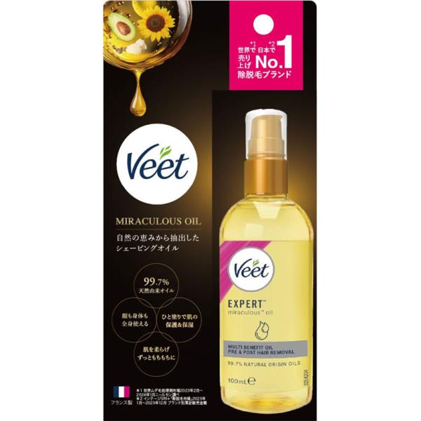 世界で＊1日本で＊2。売り上げNo．1 除脱毛ブランド。自然の恵みから抽出したシェービングオイル。99.7％天然由来オイル。顔も身体も全身使える。ひと塗りで肌の保護＆保湿。肌を柔らげずっともちもちに。＊1 世界ムダ毛処理剤市場2023年2月...