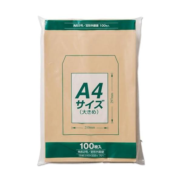 サイズ:角形2号(240mm×332mm)/定型外郵便裏面センター貼り紙厚:70g/m2【対応サイズ】A4用郵便枠無し枚数:100枚A4判が入るちょっと大きめな薄口100枚封筒
