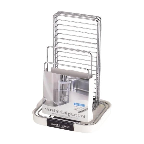 クリアコーティングで錆びにくい包丁まな板スタンド。柄元から先端までの長さが約200cm以内の包丁の収納ができます。厚さ20mm以下、15mm以下のまな板に対応。■製品スペックサイズ：約16×13.5×23cm(横幅×奥行×高さ)重量：約36...