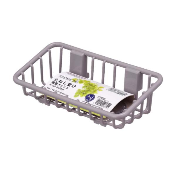 シンプルなメッシュタイプのたわし受けです。水切れが良く軽量で大きめの吸盤がしっかり固定します。銀イオンの抗菌加工が雑菌の繁殖を抑えます。■製品スペックサイズ：約21.5×12.2×7.7cm(横幅×奥行×高さ)材質：ポリプロピレン、スチレン...