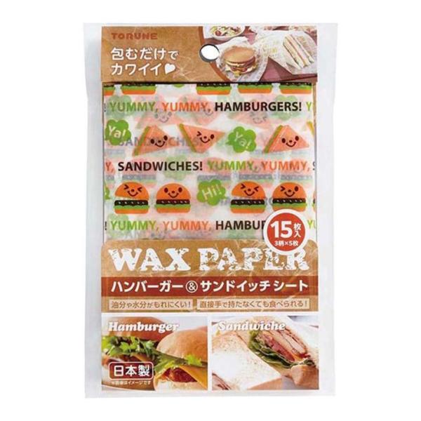 トルネ ハンバーガー&amp;サンドイッチシート 15枚入 3柄×各5枚 30×30cm 日本製 WAXPAPER P-3601■ 商品特徴・ハンバーガーやサンドイッチを包むのに便利なワックスペーパーです。・3種類のデザインが各5枚ずつ入っ...