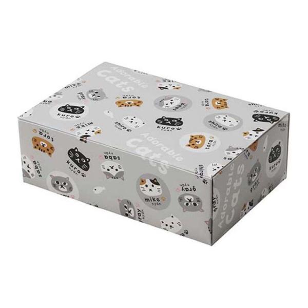 お弁当やお菓子の持ち運びに便利な「ランチパック ネコのあつまり」。かわいいネコ柄がいっぱいの紙製折り箱タイプで、ピクニックや行楽にもぴったり！3枚入りなので、使い捨てやイベント用にも最適です。奥行10cm×幅15cm×高さ5cmの使いやすい...