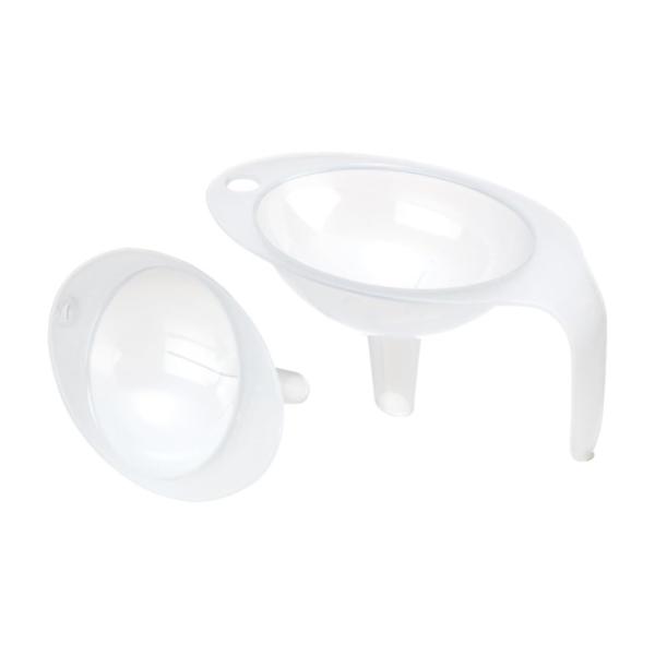 洗剤やシャンプーの詰め替えに便利なロート。ロート(大)は大きなハンドル付で使いやすい。こぼれにくい楕円形。■製品スペックサイズ(大)：約14.9×8.5×7.6cm(横幅×奥行×高さ)サイズ(小)：約13.3×7.8×6.5cm(横幅×奥行...