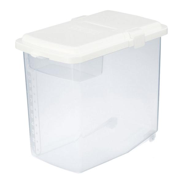 10kgのお米を入れることができる米びつです。後部にはキャスターが付いているので重い米びつの移動も簡単です。底に傾斜がついており、残り少なくなったお米も簡単に取り出せます。お米をすくいやすい計量カップが付いています。付属のスライドポケットに...