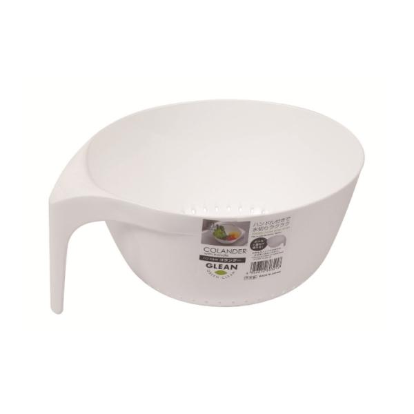 持ち手付の便利な水切りボウル。別売りのハンドル付ボウルと重ねて収納できます。■製品スペックサイズ：約26×23×11.5cm(横幅×奥行×高さ)材質：ポリプロピレン耐冷耐熱温度：-20〜120度原産国：日本製