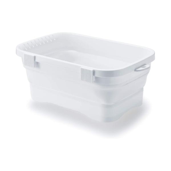 コンパクトに折りたためる洗い桶です。使わない時は折り畳んで場所を取らない縦置きや吊り下げて収納ができます。持ちやすいハンドルと便利な水抜き栓付き。■商品スペック組み立て時サイズ：約37.8×24×14.7cm(横幅×奥行×高さ)折りたたみ時...