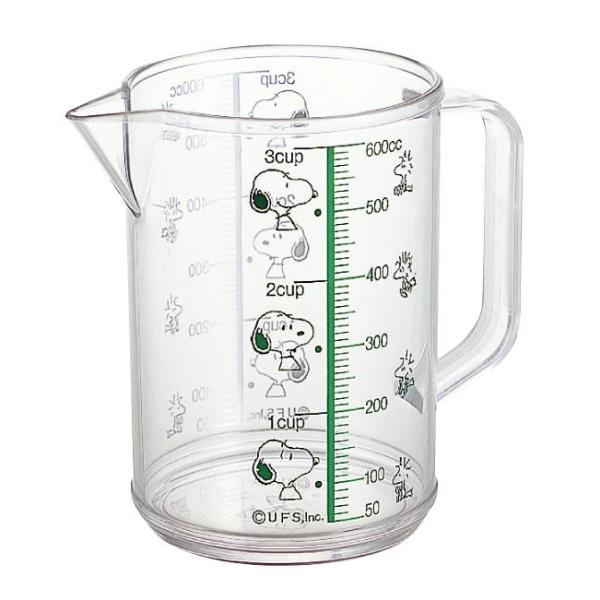 スヌーピーとウッドストックが目盛になっています●総容量：640ml　目盛容量：600ml●サイズ：92Ф×139×H124mm●素材：メタクリル樹脂(耐熱温度 100度)●食器洗浄機・乾燥機はお避け下さい●電子レンジ加熱はお避け下さい●日本...
