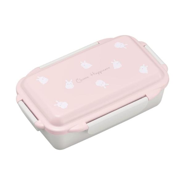うさぎ柄のかわいいランチボックスです。4点ロックなので汁もれしにくい。立体的なフタでおかずを潰さない。本体と仕切に抗菌加工がしてあります。フタを外して電子レンジが使用できます。食器洗浄機・乾燥機の使用ができます。■商品スペックサイズ：約18...