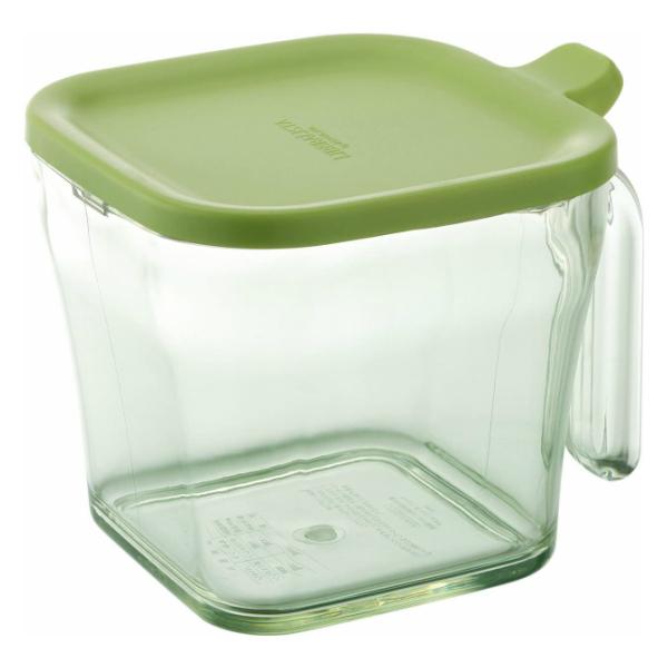 ハンドルを握ったまま親指でフタを開けられます。パッキン付なので砂糖や塩が湿気にくいです。ポットの口に収納できる小さじ1杯分のスプーン付きです。■製品スペックサイズ：約11.2×14.5×10.6cm材質：ポリスチレン、発砲ポリエチレンベトナム製