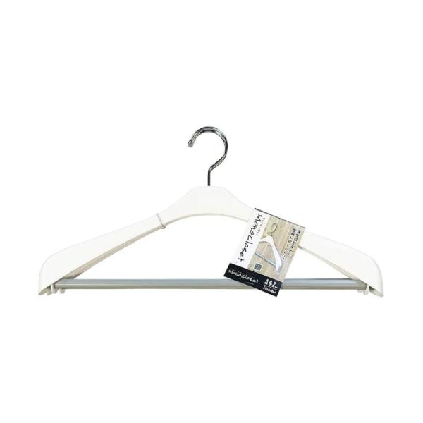 衣類の肩口に沿う丸みをもった形状でジャケットの型崩れを防ぎます。ラバー状の滑り止めストップバーがズボンのずり落ちを防ぎます。フックは回転するので便利です。■商品スペックサイズ：約42×2.5×21.5cm(幅×奥行×高さ)材質：ポリプロピレ...