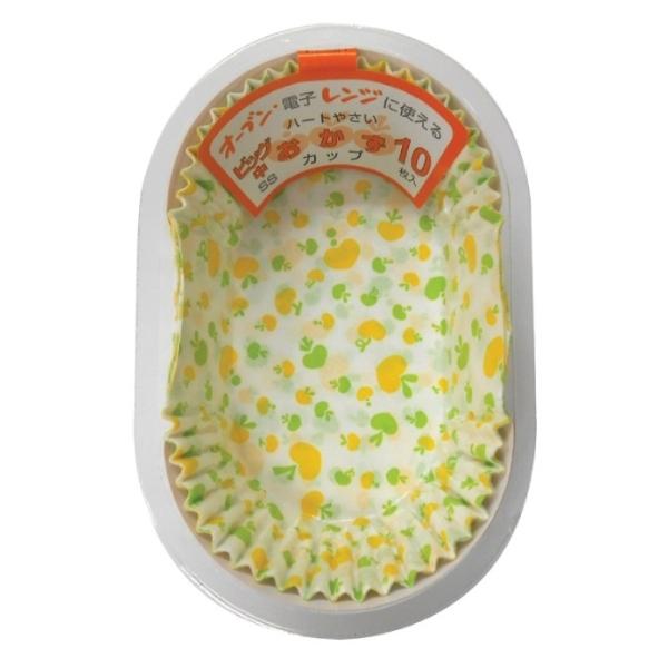 かわいいハートやさい柄のおかずカップです。2色のアソートです。電子レンジ・オーブンの使用ができます。■製品スペックサイズ：約8.5×12.5×3cm材質：PBT樹脂、紙入数：10枚日本製＜おすすめポイント＞お弁当カップ おかず入れ おかずケ...