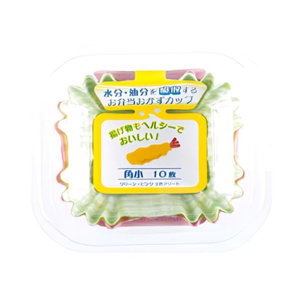 水分・油分を吸収するお弁当用おかずカップ。揚げ物もヘルシーで美味しい。グリーンとピンクの2色アソート。電子レンジの使用ができます。■製品スペックサイズ:約6×4.5×3cm(横幅×奥行×高さ) 材質：ポリエチレンテレフタレート製造：中国＜お...