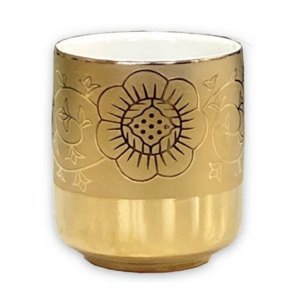 ■製品スペックサイズ：約5×5×5.4cm(横幅×奥行×高さ)材質：陶器＜おすすめポイント＞金 唐草 ハス 蓮