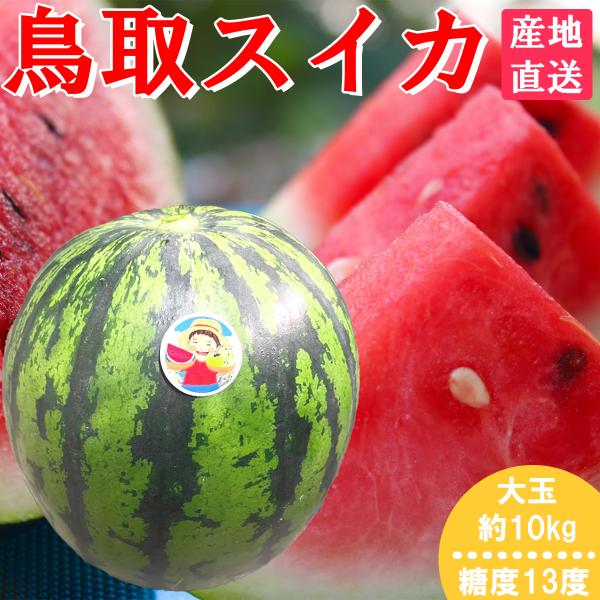 【発売日：2025年06月01日】スイカの名産地、鳥取県で育てられたスイカです。鳥取県は4月〜6月の日照時間が長い為、たくさん光合成をします。光合成をするとスイカに含まれるデンプンが糖へと変わるので、甘くてシャリ感のあるスイカに育ちます。7...