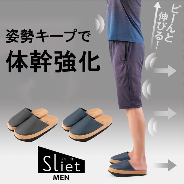 体幹立ちで、ナチュラルトレーニングできるスリッパ「Sliet」の大きいサイズです(25.0〜27.0cm程度まで)体幹立ちをすると、ほとんどの人は後ろに倒れそうに感じます。それほど、普段前かがみの姿勢で歩いています。Slietは体の重心を後...