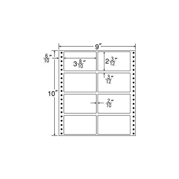 品番: M9C入数: 500折(4,000枚)シートサイズ: 9" ×10" (229mm×254mm)ラベルサイズ: 3 8/10" ×2 3/12" (97mm×57mm)面付: タテ　4面ヨコ　2面1シート　8面● ドットプリンタ対応...