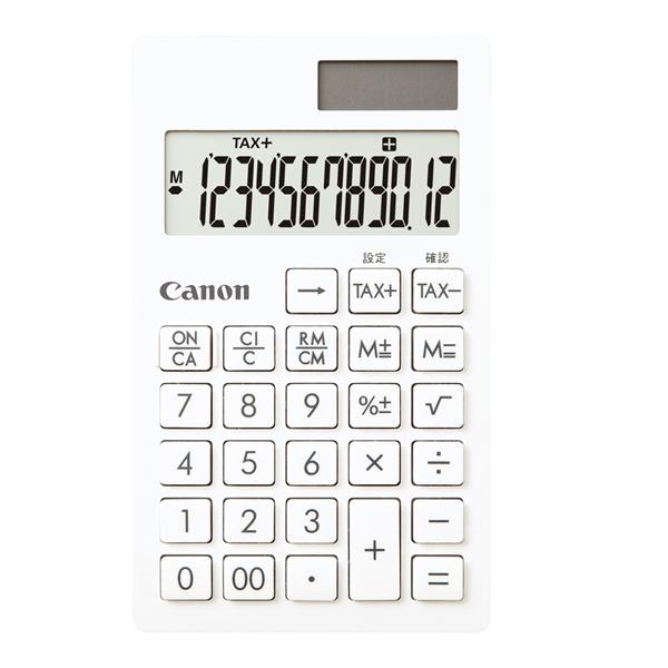 フラットデザインのピュアホワイト電卓  質量：52.7g（電池含む）  ●外形寸法(幅×奥行き×厚さ)：72×120×9.5mm  桁数：12桁※ご注文日・出荷日が休業日（土日祝日）の場合、翌営業日の発送となります。※離島にお住まいの方は地...