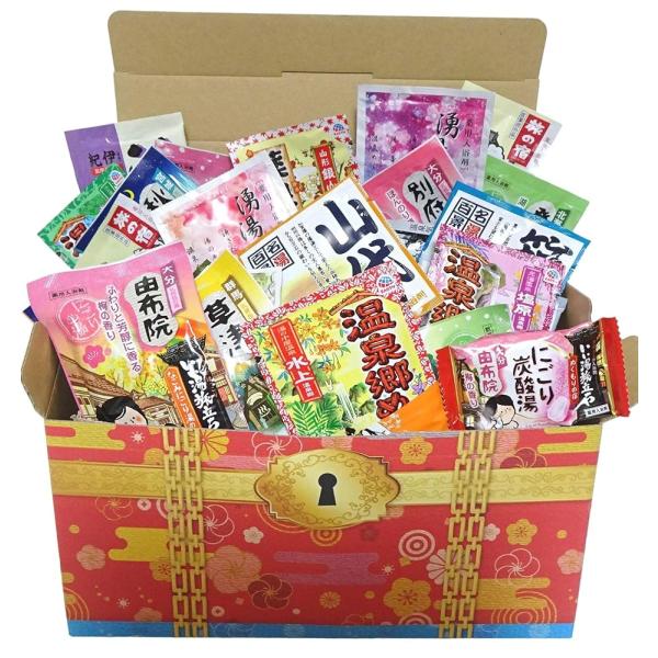 「商品情報」ぴきしぇも オリジナルの宝箱です 他出品者からご購入の場合は宝箱には入りませんのでご注意ください 宝箱はダンボール製の為、おもちゃ箱など再利用可能です「主な仕様」全国温泉旅行気分の味わえる物を集めました合計65個入りですので毎日...