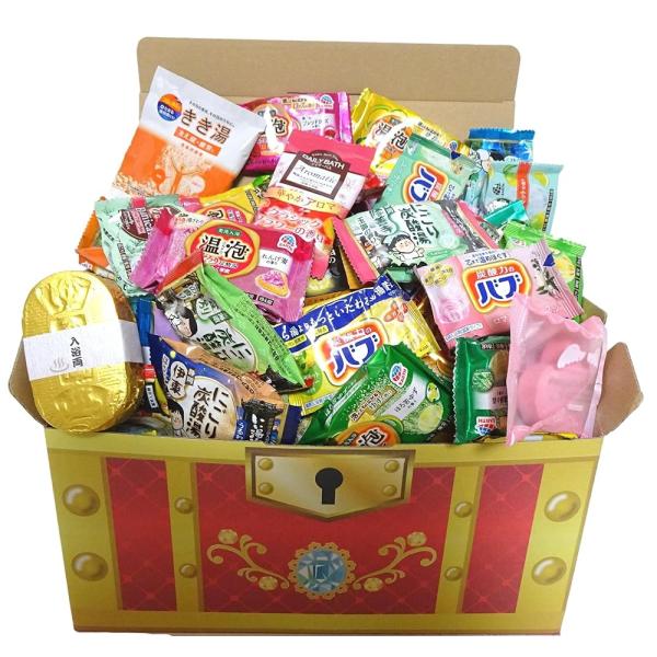 「商品情報」ぴきしぇも オリジナルの宝箱です 他出品者からご購入の場合は宝箱には入りませんのでご注意ください 宝箱はダンボール製の為、おもちゃ箱など再利用可能です「主な仕様」バブ、温泡、にごり炭酸湯などの人気商品が入っています65種類　合計...