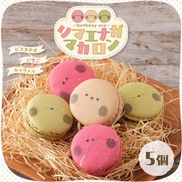 ●マカロン（ピスタチオ）×2個●マカロン（いちご）×2個●マカロン（キャラメル）×1個