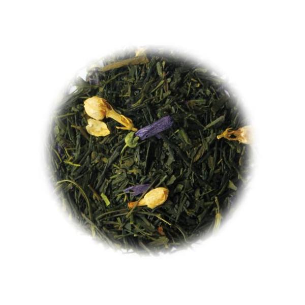 【茶葉の説明】国産の煎茶に優雅で甘美なジャスミンのフレーバーをつけました。レモンの爽快さも加えた清々しい香りはリフレッシュに最適です。【抽出方法】(150cc)茶葉の量：3ｇ湯温：70〜80℃蒸らし時間：3分【商品情報】品名：フレーバー緑茶...