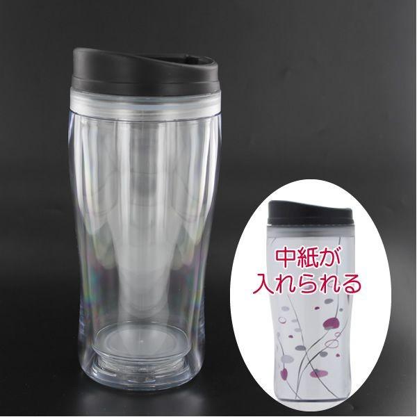 アートチェンジタンブラー1.フタを閉めれば漏れません。飲むときは緩めるだけでＯＫ 2.二重構造、保温保冷効果あり 　3.手にフィットするスリムボディ 　4.着脱式で印刷紙の入れ替えが自由 　5.もれないフタで持ち運びが安心！内容量:340m...