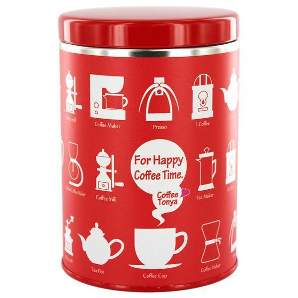 珈琲問屋 オリジナル缶 【ＭｙCoffee 時計】シッカリとした密閉度が売りです！ 当店の焙煎したて珈琲は、是非この缶で保存を！缶サイズ：直径95mm×高さ138mm（コーヒー豆で約２９０ｇ入ります）