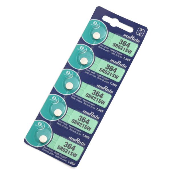 ボタン電池 乾電池 激安 酸化銀ボタン電池　SR621SW（364）村田製作所製（旧ソニー) MURATA・ムラタ・ SR621SW（364）1シート（5個入）安心の日本メーカー村田製作所製極限までお安く提供する為に、普通郵便で発送致します...