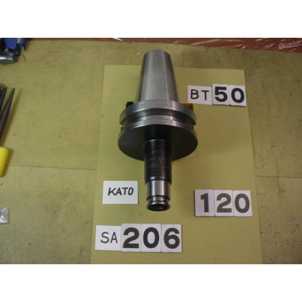 BT50番の　KATO製のタッパーの 中古品です。型式は　シャンク側BT50-SA206-IIICです。専用のTC206型コレットを交換することでM2からM6まで使用できます。写真現状有姿渡しでご入札ください。 BT50-120
