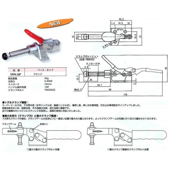 トグルクランプ TPPL10F 横押し型トグルクランプ スーパーツール | ツールエクスプレスヤフー店 | SitePromo