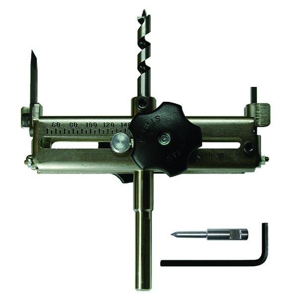 スターエム STRA-M品番 5010ワンタッチ自在錐 セット●特長・一台で径60〜200mmまでの穴あけが可能です・構造用合板28mm厚にも一発で穴あけが可能です・両刃タイプでバランスよくスピーディーな穴あけが行えます・サイズ合わせは黒い...