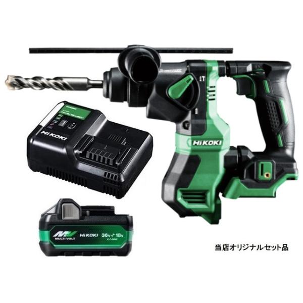 電池・充電器はその他機種のセット商品をバラシた商品です。説明書・外箱は付属しません。HiKOKI ハイコーキ(旧日立工機)コードレスロータリハンマドリル DH18DPA(XPZ) バッテリBSL36A18X+充電器UC18YDL2+ケース付...