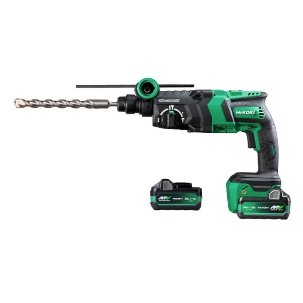 HiKOKI ハイコーキ(旧日立工機)コードレスロータリハンマドリル DH18DPC(2XPZ)バッテリ(BSL36A18X)x2+急速充電器+ケース付■軽くてスリムなガンハンドルで抜群の取り回し■トップクラス※1の穴あけスピード※1:20...