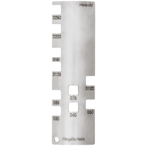 新潟精機　マーキングゲージ DV管用（排水用）PMG-DV ■製品概要本製品は、堅牢なステンレスを採用し、現場での長期使用に耐える耐久性を実現しています。「マーキングゲージPMGシリーズ」は、塩ビ管の接合や継手の差し込み長さを正確にマーキン...