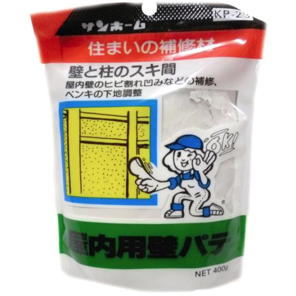 サンホーム工業屋内用壁パテKP-23NET:400g■特長家庭の水廻りの補修に、どなたにでもお使いいただけるよう、特に開発した全く新しいタイプのパテです。もむと柔らかくなり、物によくつくが、手につきにくいので、手で簡単に作業できる道具不要の...
