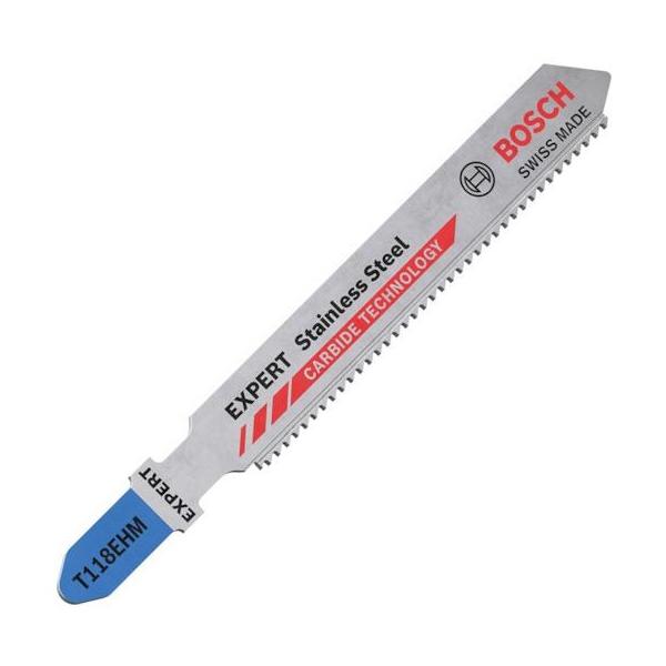 ボッシュ BOSCHEXPERTステンレス用長寿命ジグソーブレード 入数3本T118EHM2608900562■適合機種ボッシュ、マキタ、ハイコーキ（旧日立）、リョービなどのTシャンク形状のジグソー