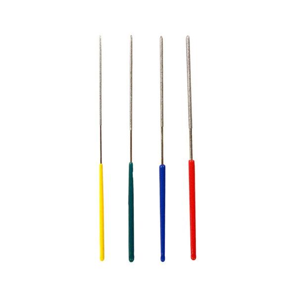 ■サイズ：全長100mm■重量：0.2g/0.3g/0.5g/1g■軸系0.8/1.0/1.2/1.5mmの4本組み■ダイヤ粒度：#240■材質：ダイヤ…JR2（工業ダイヤ）、本体…スチール、グリップ…ビニール