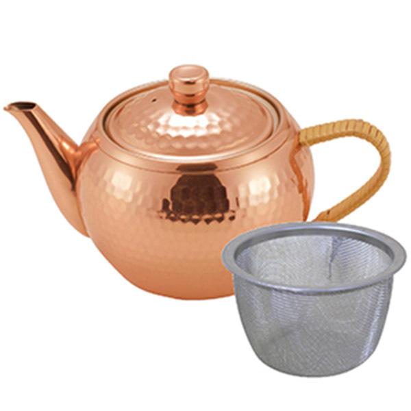 ■サイズ：約径9.6×16×H8.5cm■重量：約205g■容量：約345ml■材質：本体/銅　柄/銅、籐　ストレーナー/18-8ステンレス■セット内容：後手急須、ストレーナー×各1