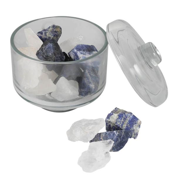 ■サイズ：H105mm、φ100mm■オイル容量：10ml■材質：水晶、ソーダライト、ガラス--注意事項--■付属のオイルを天然石に数滴垂らしてお使い下さい。■香りがなくなってきたら適量のオイルを足して下さい。■天然石の為、形状、色調、重さ...