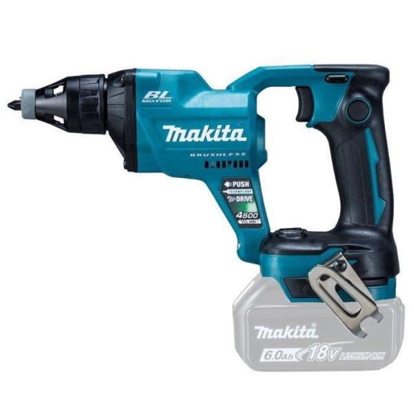 マキタ　18V　充電式スクリュードライバ　FS455DZ　本体のみ※バッテリ・充電器・ケース別売■回転数4,500min-1■押している時だけ回転！ネジから離すとモータ停止「プッシュドライブ」■別売のバッテリアダプタ(BAP18)使用で手元...