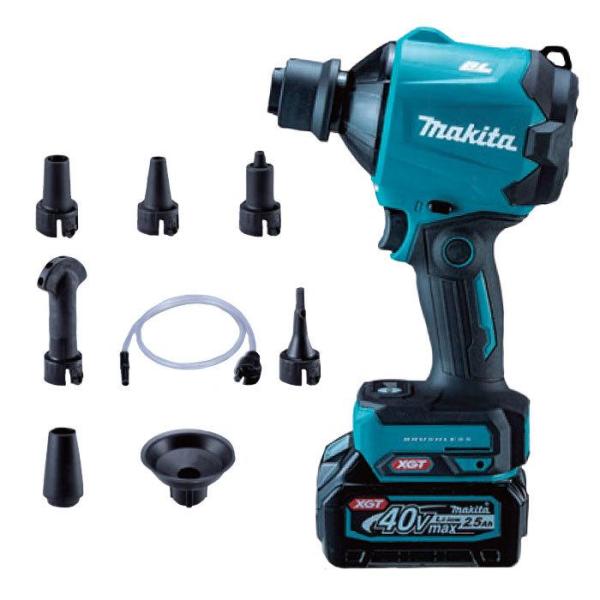 マキタ　40Vmax　充電式エアダスタ　AS001GRD　2.5Ahモデル●バッテリBL4025・充電器DC40RA・ケース付●標準付属品ノズル13・ノズル7・ノズル3・ワイドレンジノズル・フレキシブルノズル6ピンチバルブノズル・ラバーアタ...