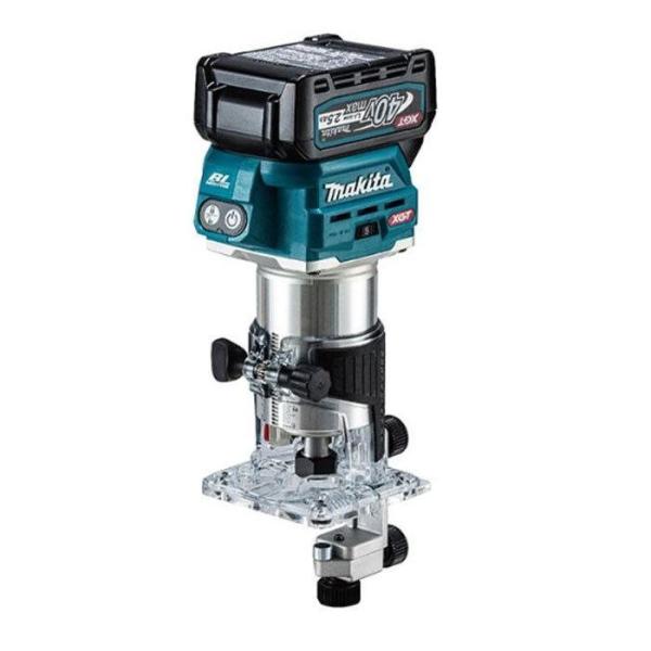 マキタ　40Vmax　充電式トリマ　RT001GRDX　トリマベース仕様　2.5Ahモデル●バッテリ×2本、充電器、ケース付●トリマベース仕様●チャック孔径6・8mm対応●高速回転かつ重負荷に強い。「低回転制御」で安定した回転数●集塵機との...