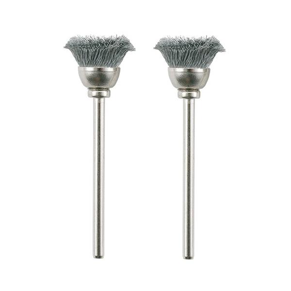 【特徴】鉄、非鉄金属のみがき、サビ落としに最適です。【用途】金属の磨き、サビおとしができる鉄ブラシ。【仕様】●シャフト径：2.35mm。●サイズ：先端部分・径13×7.5mm。●最高対応回転数：15000min-1(回/分)。●適合機種：N...