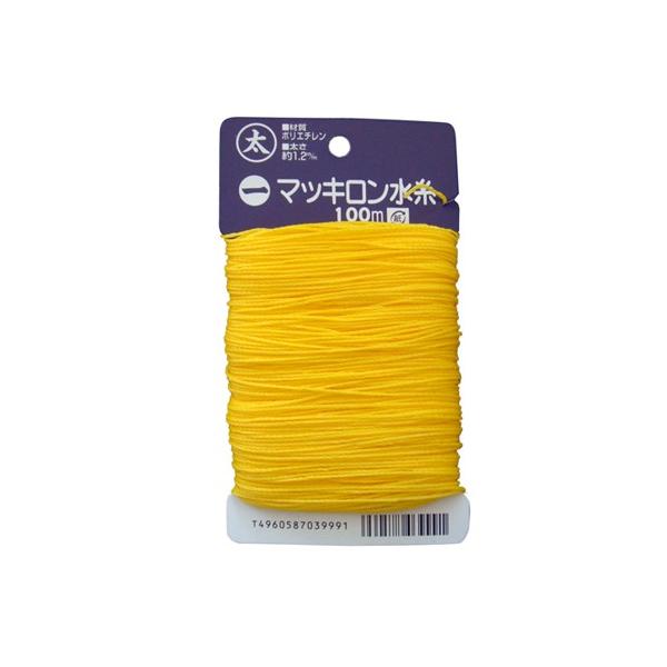 【特徴】手軽なカード巻きです。【用途】測量用水糸。【仕様】●色：黄。●糸の太さ：約1.20mm。●長さ：100m。【材質】●糸：ポリエチレン。【サイズ】幅：90mm高さ：160mm奥行き：30mm重量：73g