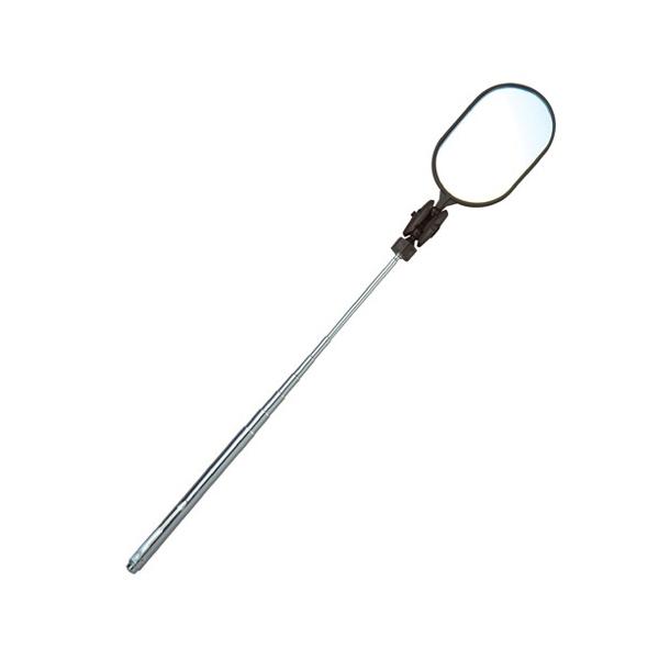 【特徴】柄は伸縮し、背面等の狭い場所でも確認できる点検鏡です。【用途】機械の内部、背面等の点検作業に使用する点検鏡。【仕様】●アンテナ長さ：530mm。●鏡サイズ(楕円形)：50mm×80mm。●重量：56g。●伸縮自在型7段式。●アンテナ...