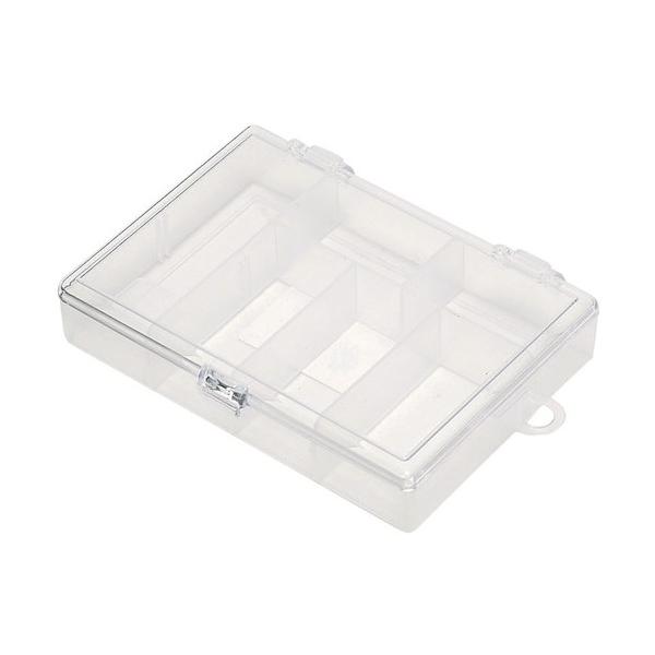 【特徴】バルブ有りです。【用途】小物の収納。【仕様】●外寸：120×92×25mm。●色：クリア。●内寸：115×80×20mm。【材質】●本体：ポリプロピレン。●蓋：スチール。【サイズ】幅：120mm高さ：25mm奥行き：92mm重量：41g
