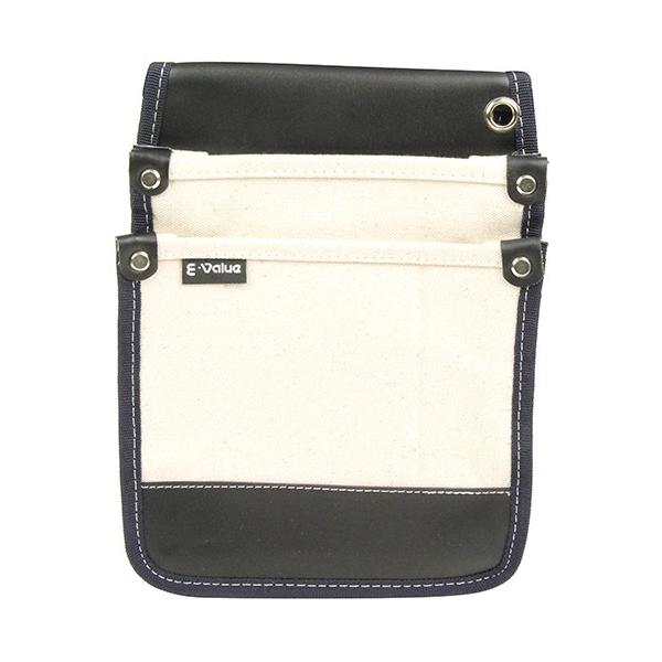 【特徴】軽量で丈夫です。さまざまな道具の携帯に便利です。【用途】帆布製電工腰袋。【仕様】●サイズ：約幅200×奥行90×高さ255mm。●色：ホワイト。【材質】●帆布。【サイズ】幅：200mm高さ：255mm奥行き：90mm重量：195g