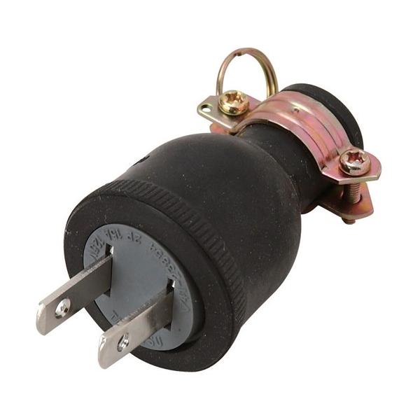 【特徴】125V15A2芯接続です。【用途】掃除機、電動工具などの交換用電源プラグ。【仕様】●交流電圧：125V。●許容電流：15A。【サイズ】幅：31mm高さ：75mm奥行き：31mm