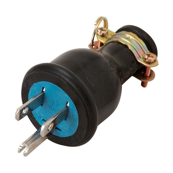【特徴】125V15A3芯アース接続です。【用途】掃除機、電動工具などの交換用電源プラグ。【仕様】●交流電圧：125V。●許容電流：15A。●防雨対応。●アースピンタイプ。【サイズ】幅：40mm高さ：80mm奥行き：40mm重量：40g