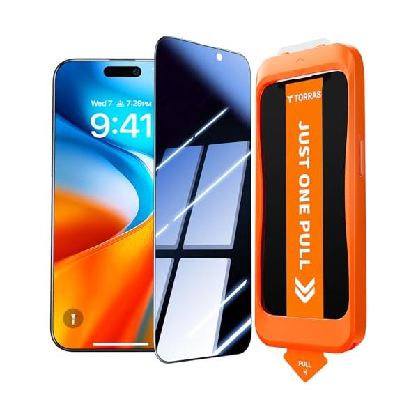 【覗き見完全シャットアウト！100％プライバシー保護】TORRASの偏光フィルター技術とマイクロルーバー設計により、他の選択肢の保護フィルムでは体験できない圧倒的な覗き見防止効果を実感できます。満員電車、カフェ、レジでの操作、SNSや写真閲...